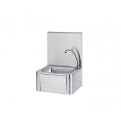 Commercial wall-mounted hand washing unit with knee operated push ...